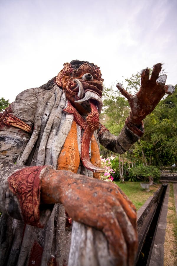 Traditional Statue, an Idol in the Temple Complex on the Island of Bali ...