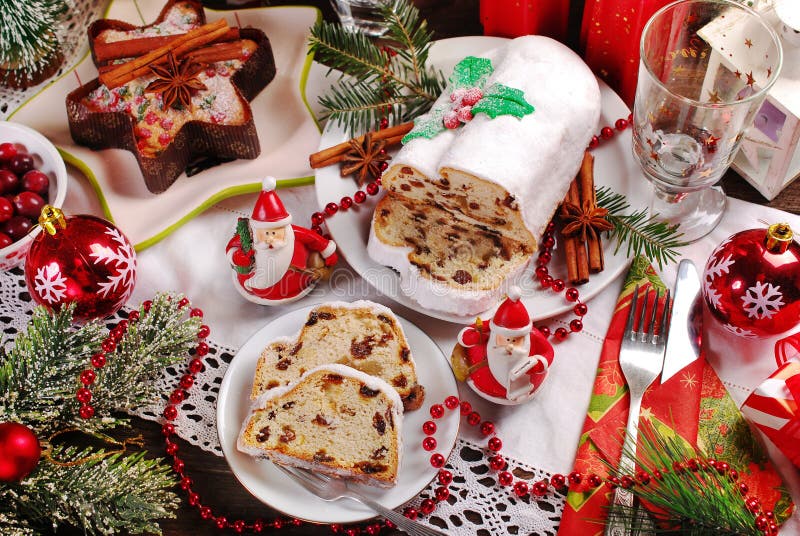 Traditional Stollen Cake for Christmas Stock Photo - Image of candied ...