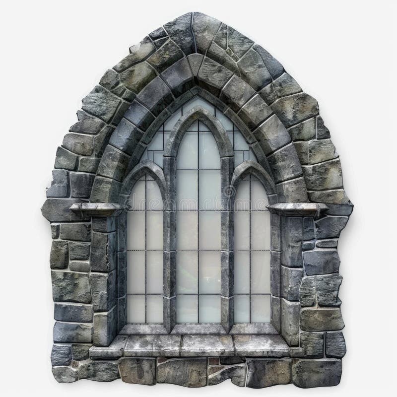 A Traditional Stone Arch with a Window Opening into the Scene Stock ...