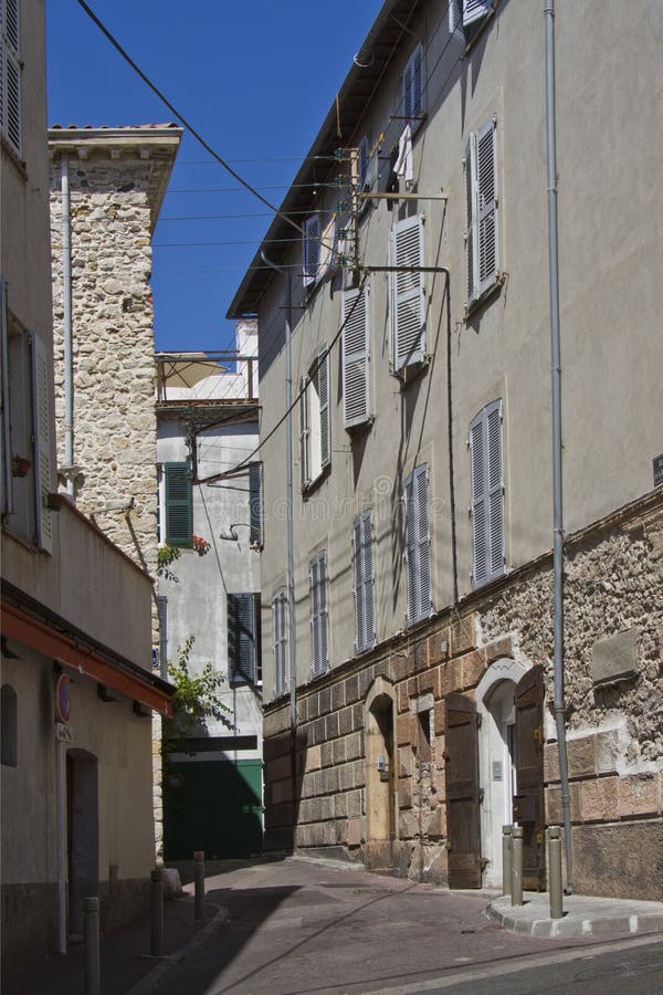 Traditional Street in Antibes Old Town Stock Photo - Image of wall ...