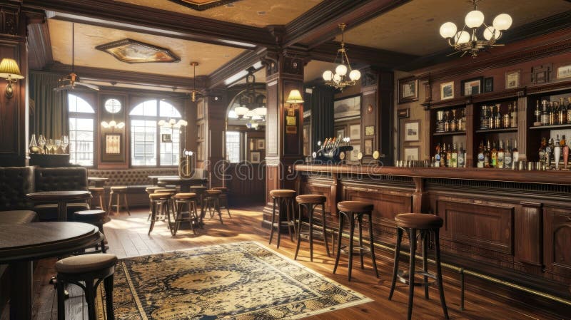 Traditional or Style Bar or Pub Interior Stock Illustration ...