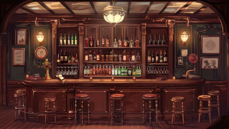 Traditional or Style Bar or Pub Interior Stock Illustration ...