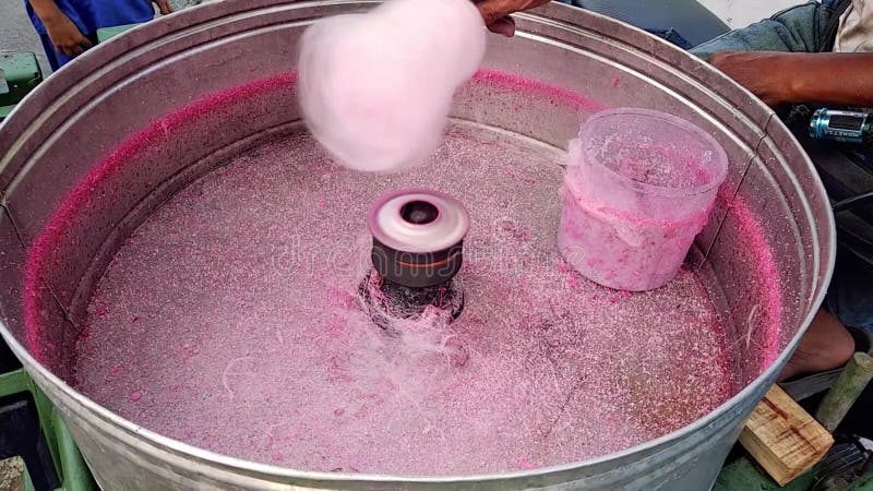 Traditional Sugar Cotton Candy in the Making Stock Video - Video of ...