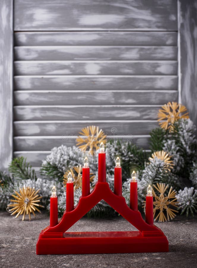 Traditional Swedish Candlestick with Seven Candles Stock Image - Image ...