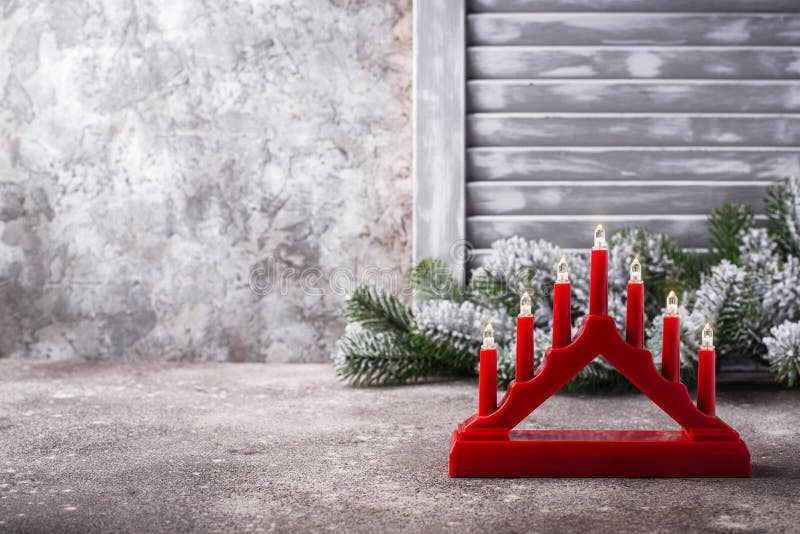Traditional Swedish Candlestick with Seven Candles Stock Image - Image ...