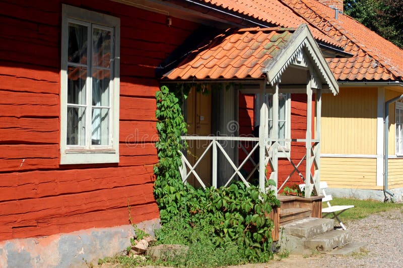 Traditional Swedish Red House Stock Photo - Image of village, roof ...