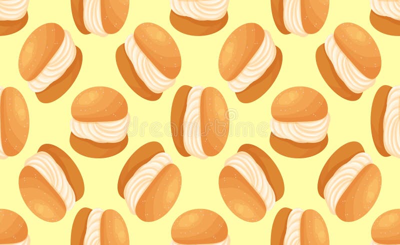 Traditional Swedish Sweet. Semla Seamless Pattern Vector Illustration ...