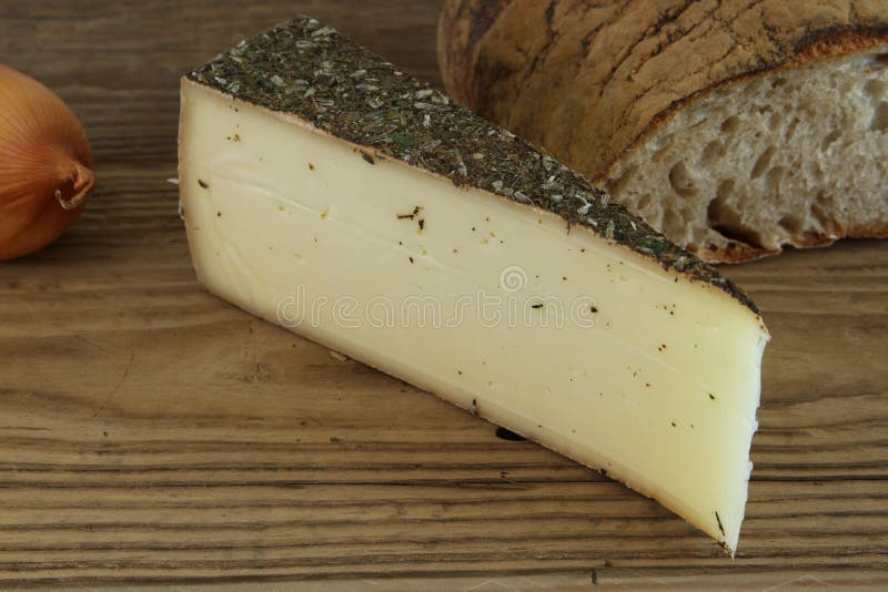 Traditional Swiss Cheese with Bread on Wooden Table Stock Photo - Image ...