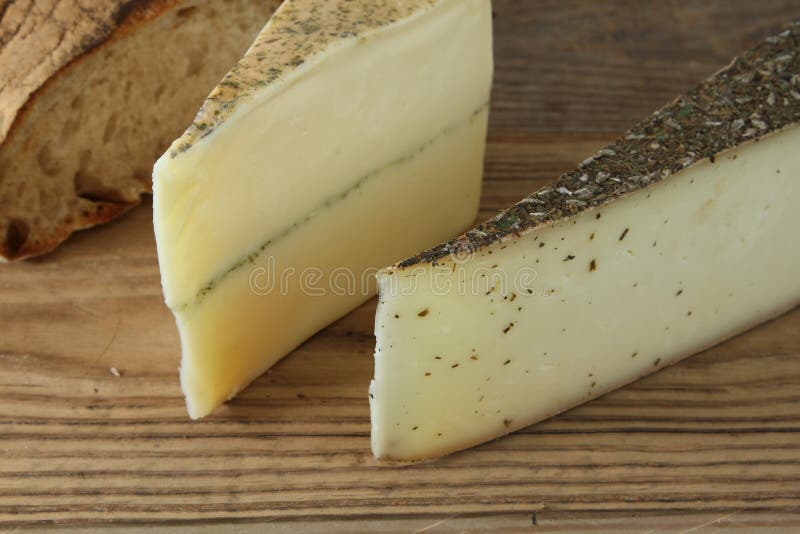 Traditional Swiss Cheese with Bread on Wooden Table Stock Photo - Image ...