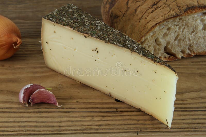 Traditional Swiss Cheese with Bread on Wooden Table Stock Photo - Image ...