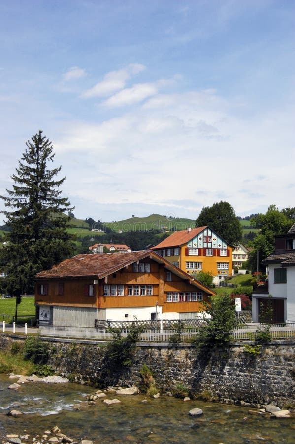 Traditional Swiss Country Houses Stock Image - Image of flower ...
