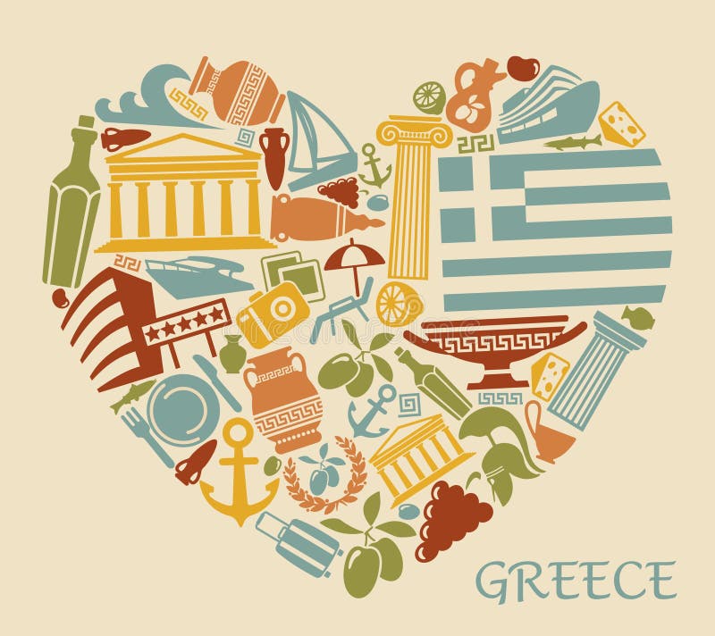 Symbols of Greece stock vector. Illustration of national - 26787042