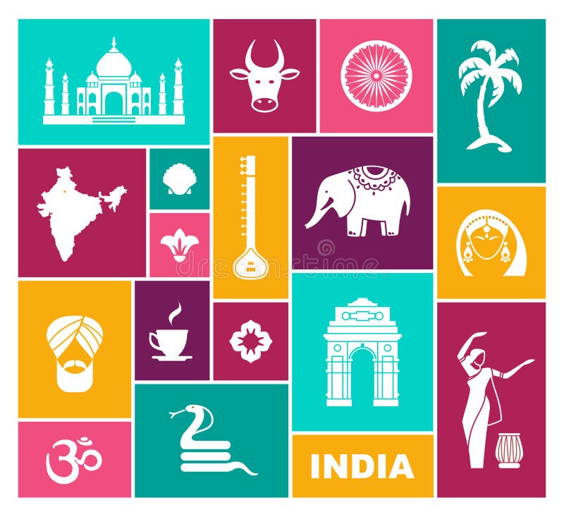 Icons of India stock vector. Illustration of arch, indian - 41791949