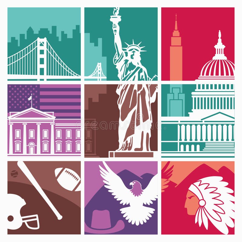 Traditional symbols USA stock vector. Illustration of liberty - 101390835