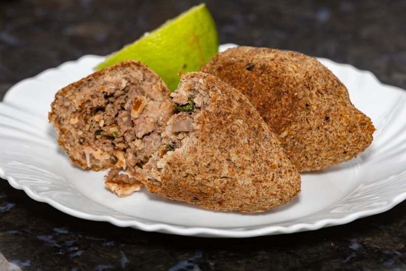 Traditional Syrian Lebanese Stuffed Kibbeh Stock Image - Image of ...