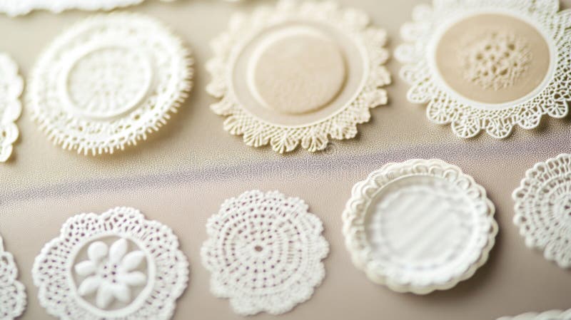 A Traditional Table Setting Featuring a Lace-covered Doily on Top Stock ...