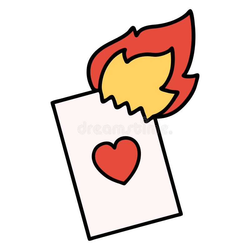 Traditional Tattoo of a Flaming Card Stock Vector - Illustration of ...
