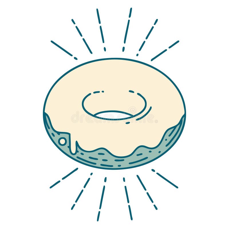 Traditional Tattoo Style Iced Donut Stock Vector - Illustration of food ...