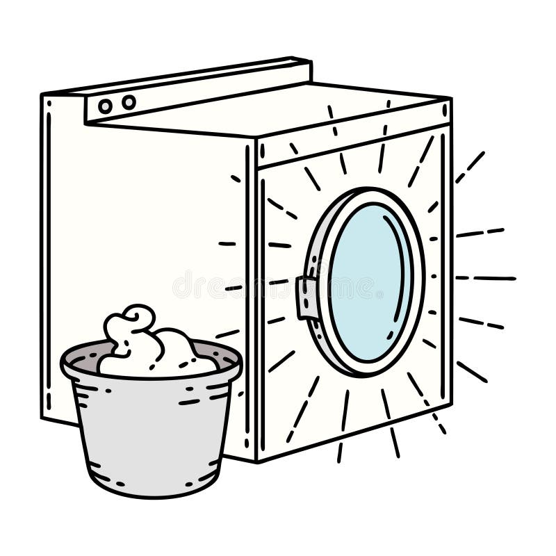 Traditional Tattoo Style Washing Machine Stock Vector - Illustration of ...