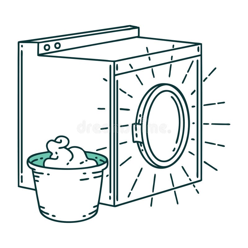 Traditional Tattoo Style Washing Machine Stock Vector - Illustration of ...