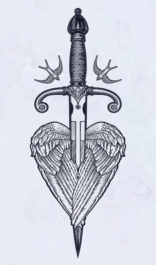 Tattoo Knife Wings Stock Illustrations – 275 Tattoo Knife Wings Stock ...