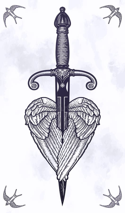 Tattoo Knife Wings Stock Illustrations – 275 Tattoo Knife Wings Stock ...