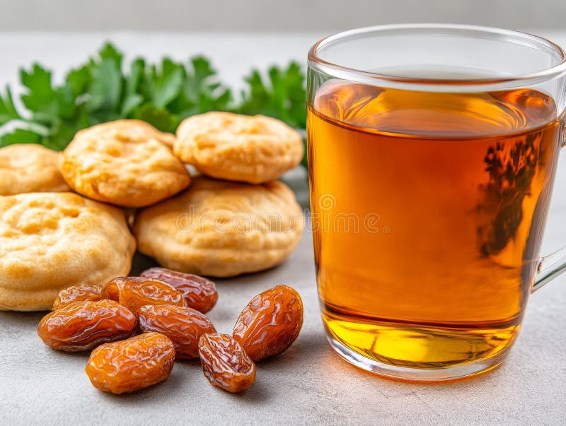 Traditional Tea with Biscuits and Dried Fruits Arranged on a Rustic ...