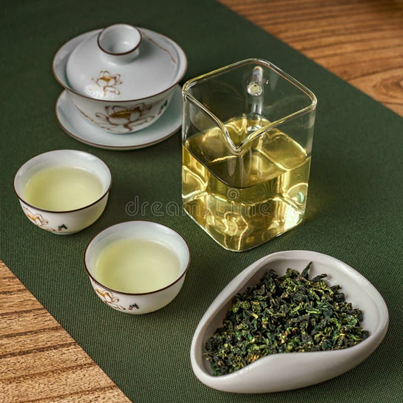 The Traditional Tea Ceremony Features Green Tea and Various Utensils ...