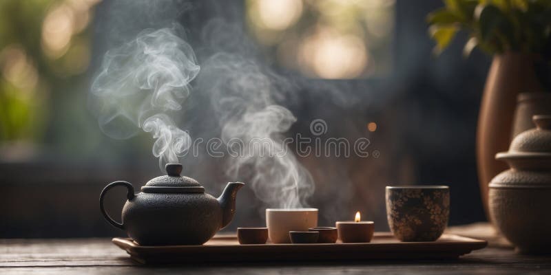 Traditional Tea Ceremony with Smoke and Incense. Stock Photo - Image of ...