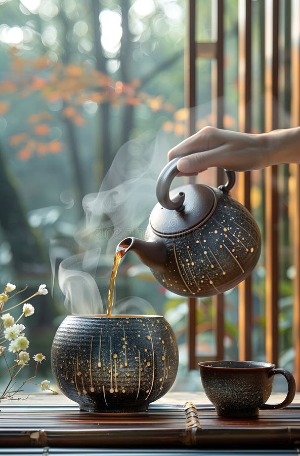 Traditional Tea Ceremony, Teapot Serving Tea in a Traditional Tale ...