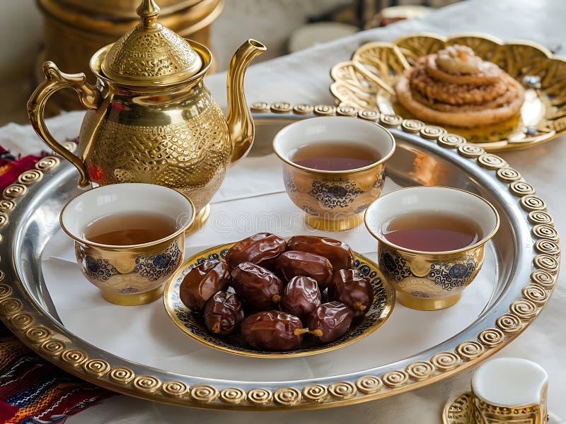 Traditional Tea and Dates Setup for Ramadan Celebration Stock ...