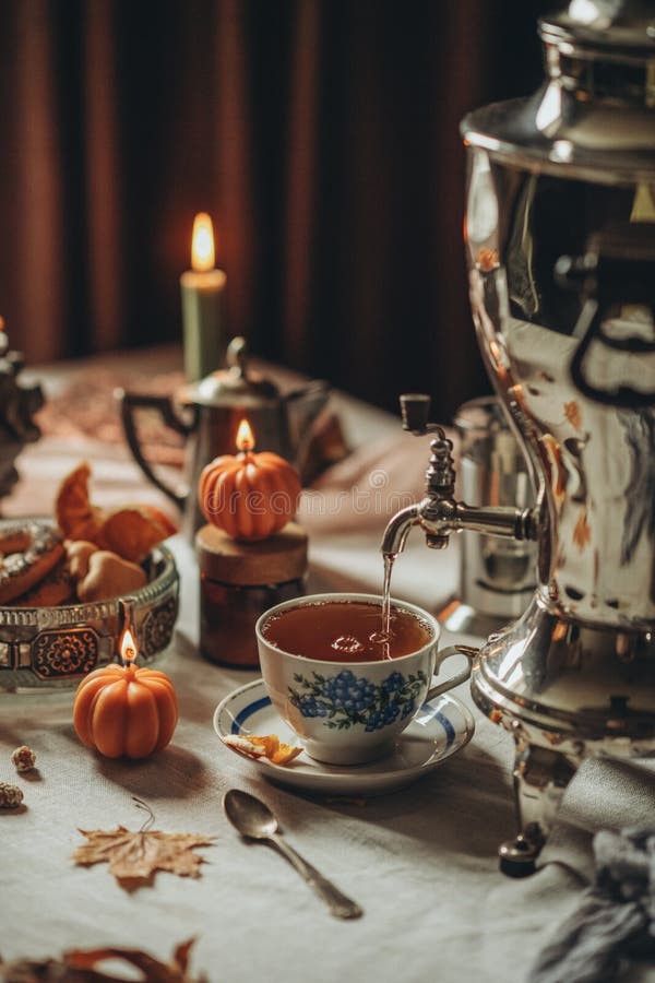 Traditional Tea Drinking. Table Setting for Tea Drinking. Tea with ...