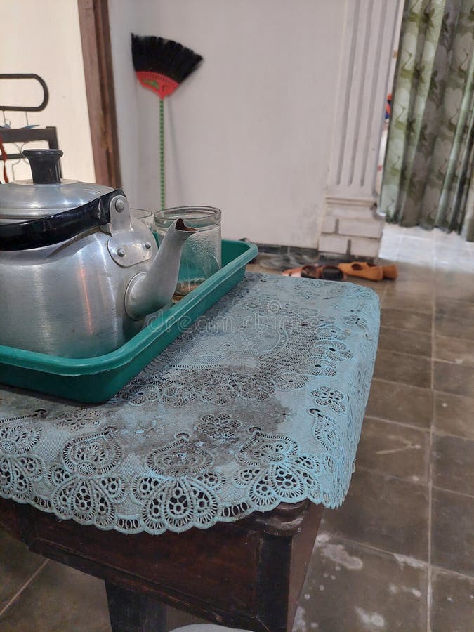 Traditional Teapot Made of Iron Plates and is Old Stock Image - Image ...