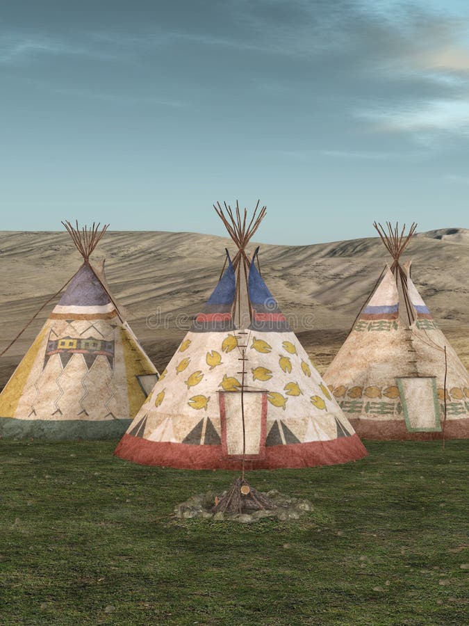 Teepee Camp by Water stock photo. Image of indian, teepees - 1065190