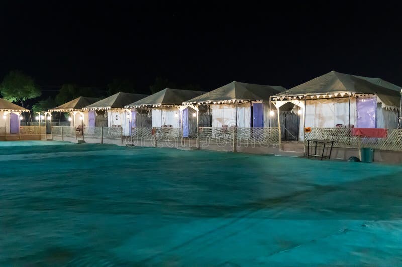 Traditional Tent Campsite Illuminated Artistic Lights Night Stock ...