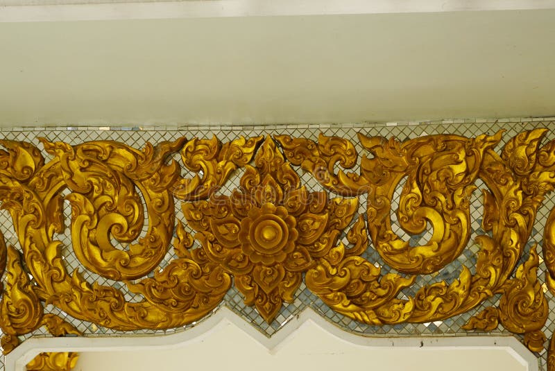 Traditional Thai Art on Ceiling of Temple,Thailand. Stock Image - Image ...