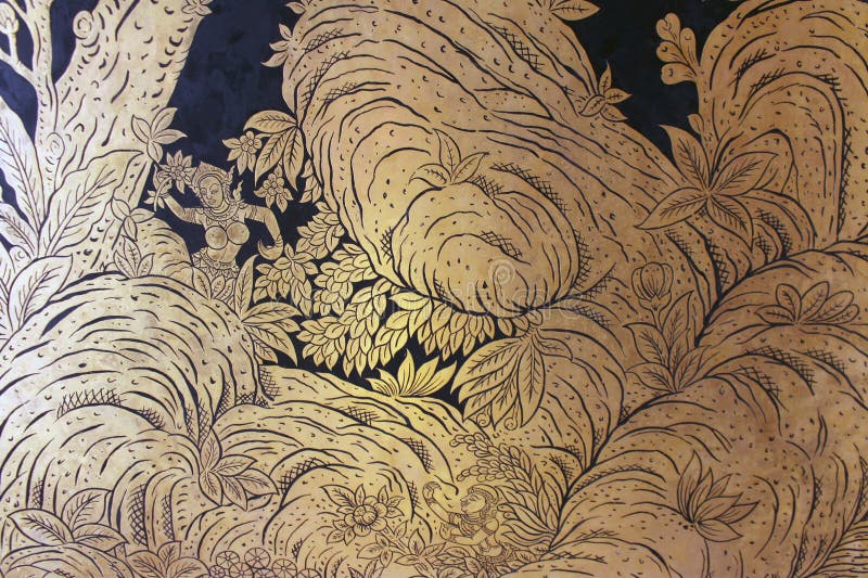 Traditional Thai Art of Thai Temple, Thai Mural Painting Art. Stock ...