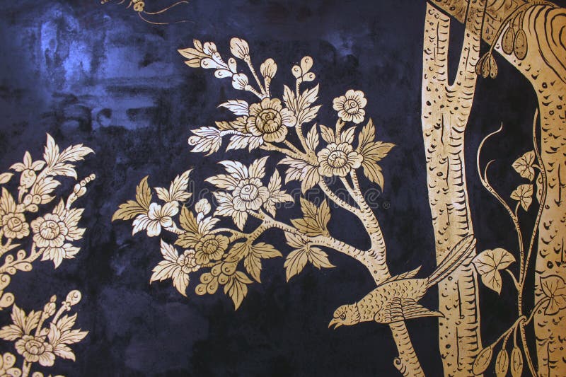 Traditional Thai Art of Thai Temple, Thai Mural Painting Art. Stock ...