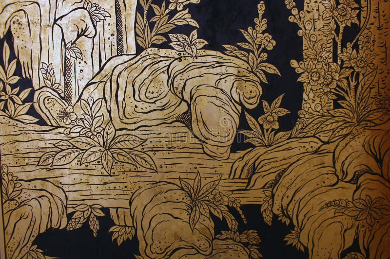 Traditional Thai Art of Thai Temple, Thai Mural Painting Art. Stock ...