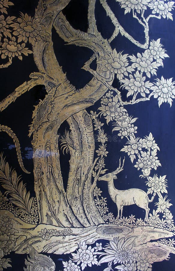 Traditional Thai Art of Thai Temple, Thai Mural Painting Art. Stock ...