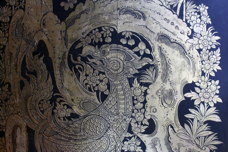 Traditional Thai Art of Thai Temple, Thai Mural Painting Art. Stock ...