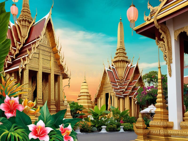 Traditional Thai Background with Cultural Elements for Graphic Design ...