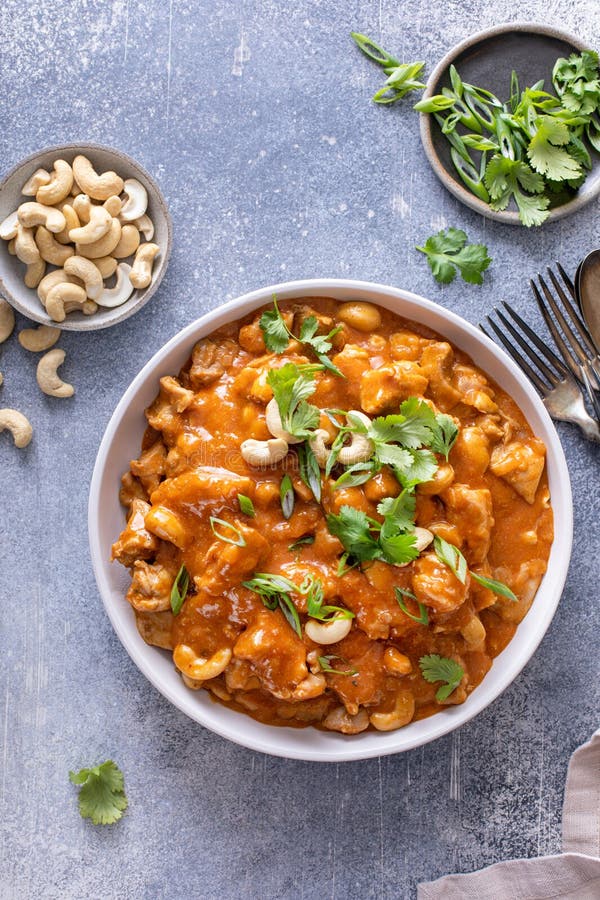 Traditional Thai Chicken Curry with Cashews and Herbs Stock Photo ...