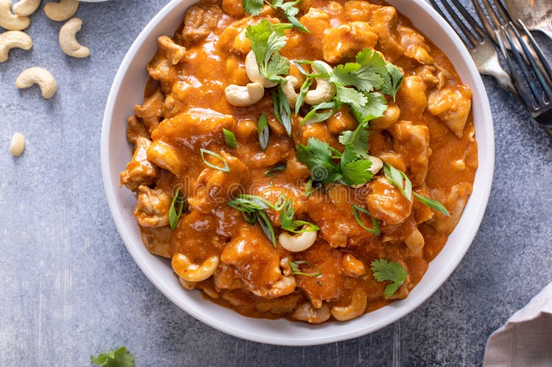 Traditional Thai Chicken Curry with Cashews and Herbs Stock Image ...