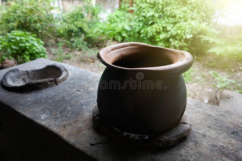 Thai Clay Pot Lid Placed in the Kitchen Near the Charcoal Stove Stock ...