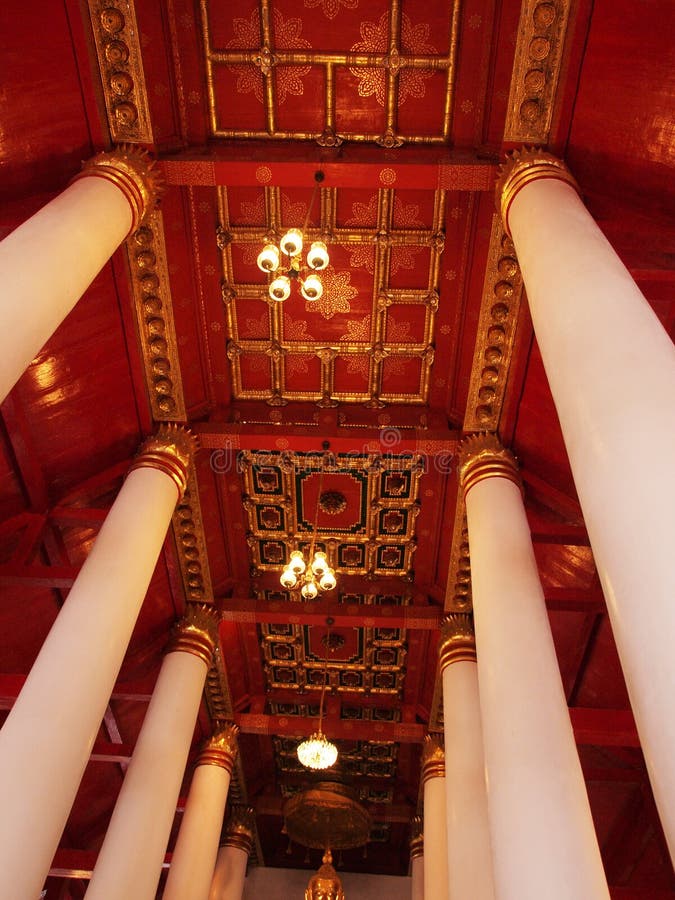 The Traditional Thai Decorative Ceiling Stock Image - Image of buddhism ...