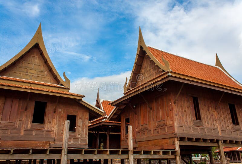 Traditional Thai House and Sky Stock Photo - Image of front, texture ...