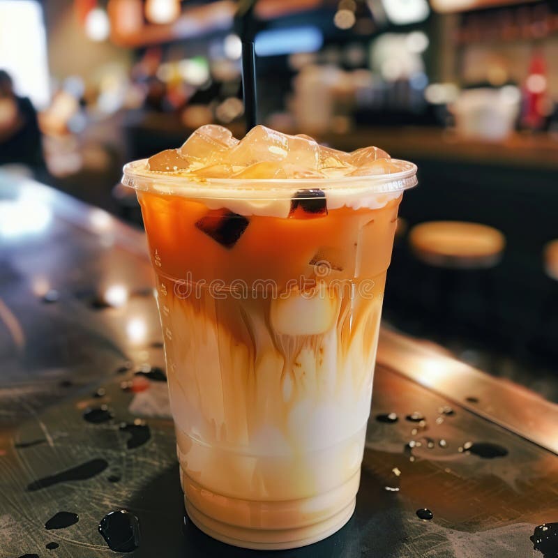 Traditional Thai Iced Tea with Condensed Milk Stock Illustration ...