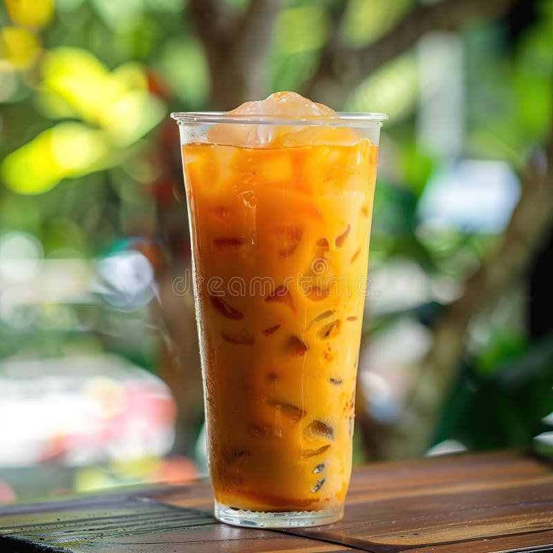 Traditional Thai Iced Tea with Condensed Milk Stock Image - Image of ...