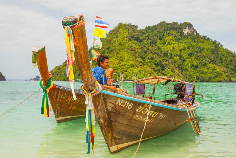 Traditional Thai Long Tail Boat with Editorial Stock Photo - Image of ...